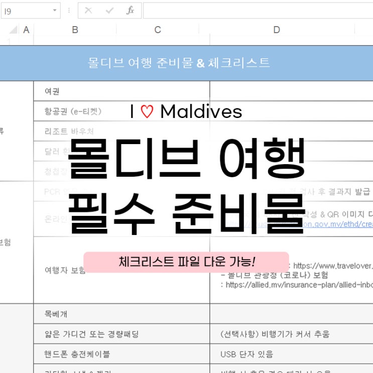 몰디브 신혼여행 준비물 여행 준비 팁과 체크리스트 공유 네이버 블로그