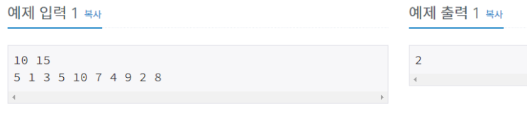 BaekJoon 1806번: 부분합, 투 포인터(Two pointer)를 이용한 풀이 : 네이버 블로그