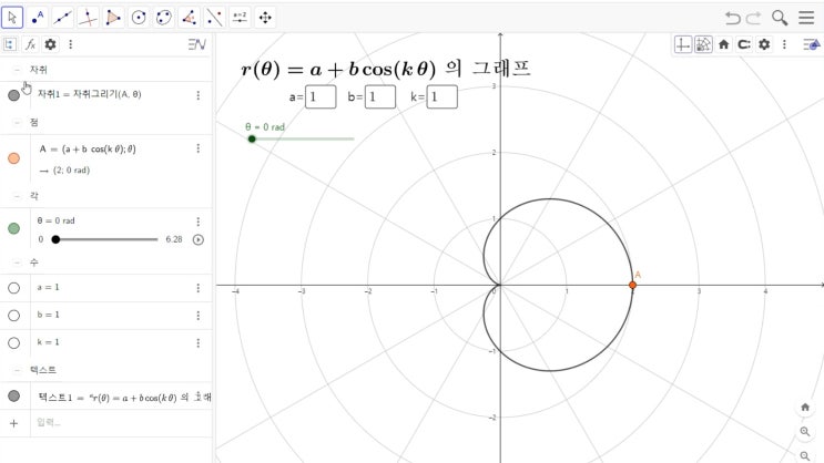 지오지브라GeoGebra) 극방정식 그래프 그리는 방법 「입력상자 도구+자취그리기 Locus」 : 네이버 블로그