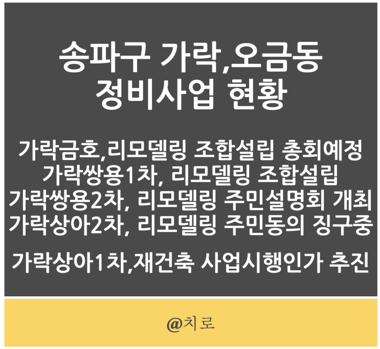 220311 송파구 가락오금 정비사업 현황가락금호리모델링 조합설립 총회예정가락쌍용2차주민설명회 개최가락상아2차