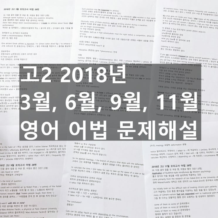 2018년 고2 3, 6, 9, 11월 어법, 문법 28번 해설 문제풀이 : 네이버 블로그