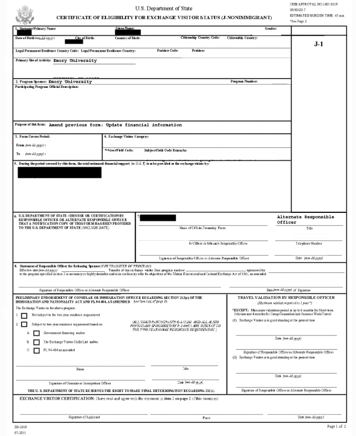 [J1 비자 진행과정] DS-2019 / DS-7002 : 네이버 블로그