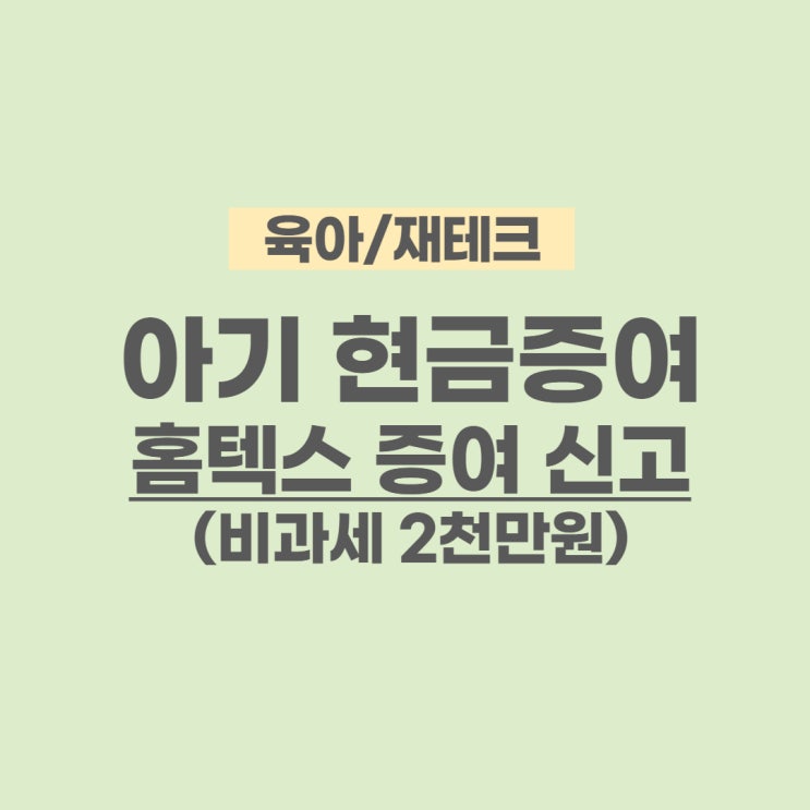아기 증여 신고조부모 증여 홈텍스 미성년자 현금 증여신고 네이버 블로그