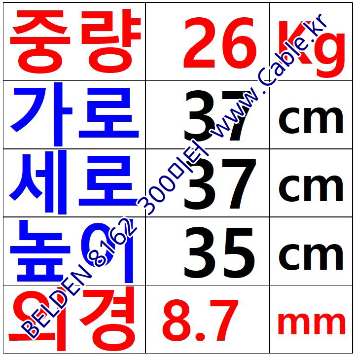 벨덴케이블 8162 Chome(060) 외경 8.7mm 무게 26Kg 1롤에 300미터 조장 BELDEN 8162 벨덴 쇼핑몰 ...