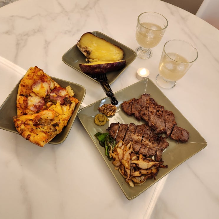 집에서 스테이크 맛있게 굽는법 스테이크시즈닝 스테이크가니쉬 아웃백고구마 만들기 채끝등심스테이크 스트립서로인