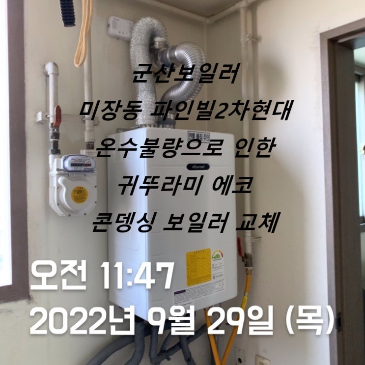 군산보일러교체 미장동 파인빌2차현대아파트 온수불량으로 인한 귀뚜라미가스보일러 에코콘덴싱 보일러 교체 시공익산전주 네이버 블로그