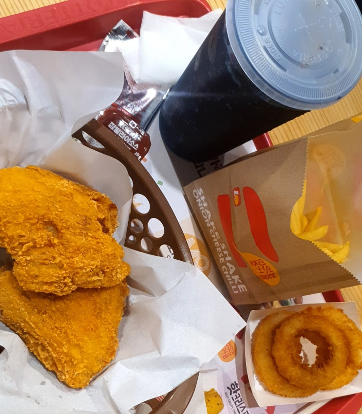 롯데리아 사이드 메뉴 치즈스틱 오징어링 치킨 양념감자 제로콜라 : 네이버 블로그