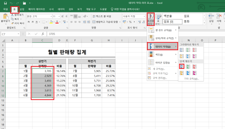 엑셀excel 기초 And 실무 엑셀 배우기 숫자를 가로 막대그래프로 표현하기 네이버 블로그