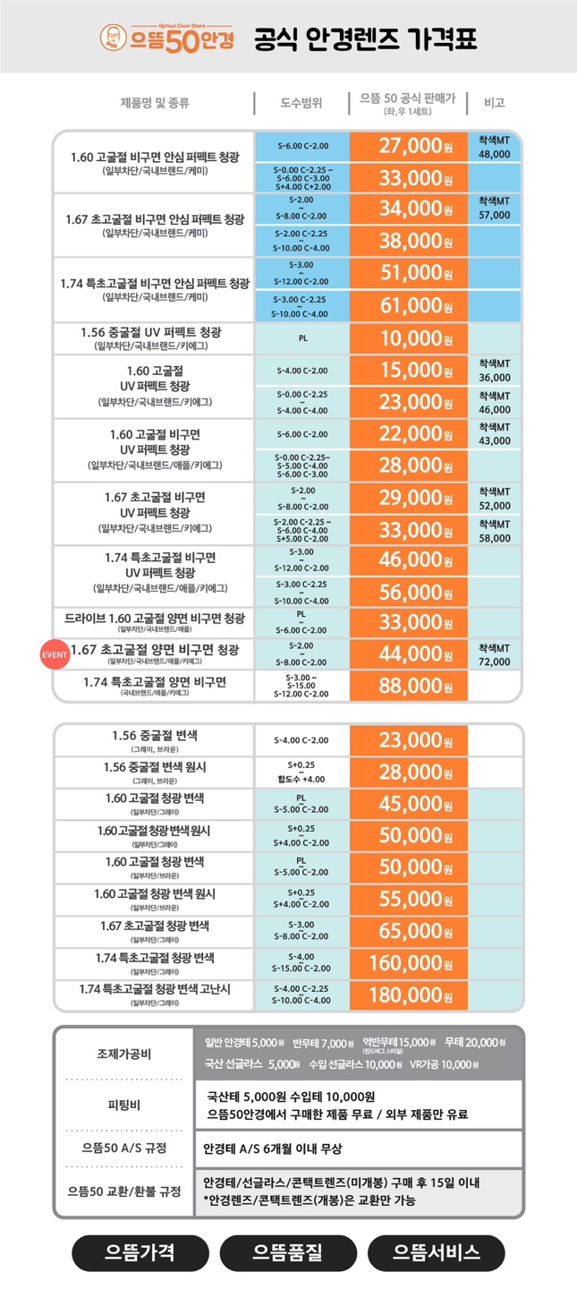 [으뜸50안경 연신내점] 10월가격표 안내드립니다 : 네이버 블로그