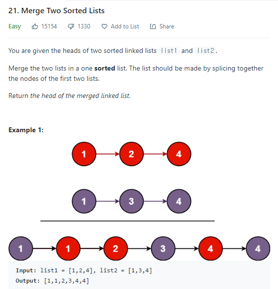 JAVA_Merge Two Sorted Lists_LeetCode 21 : 네이버 블로그