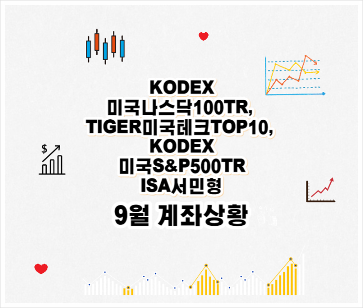 KODEX미국나스닥100TR, TIGER미국테크TOP10INDXX, KODEX미국S&P500TR ISA서민형 9월 현황 및 추가매수 : 네이버 블로그