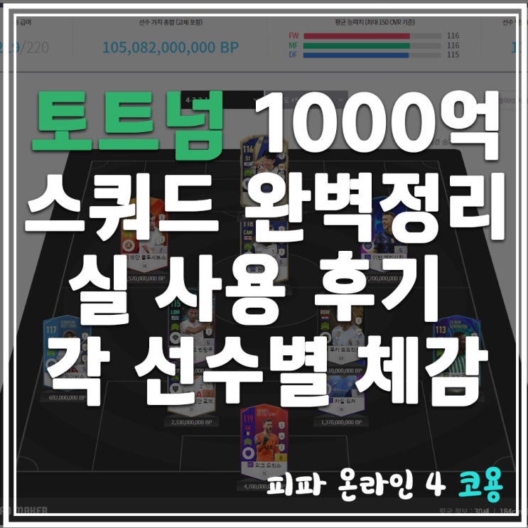 피파 온라인4 토트넘 손케 듀오 1000억 스쿼드 완벽 정리 각 선수별 체감 포메이션 네이버 블로그