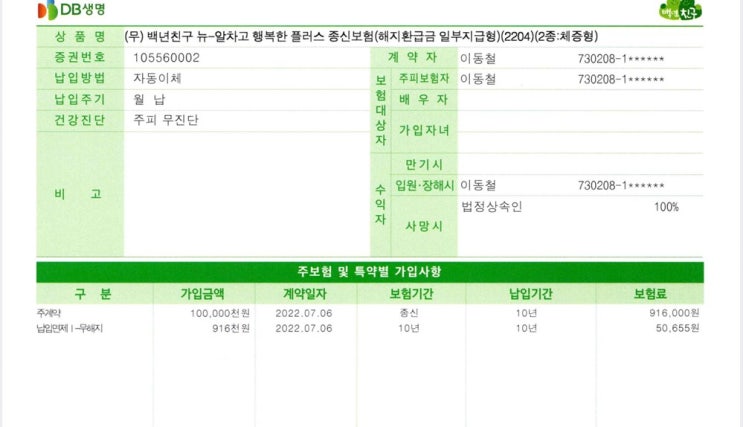 무백년친구 뉴 알차고행복한플러스종신보험 가입후기db생명 네이버 블로그