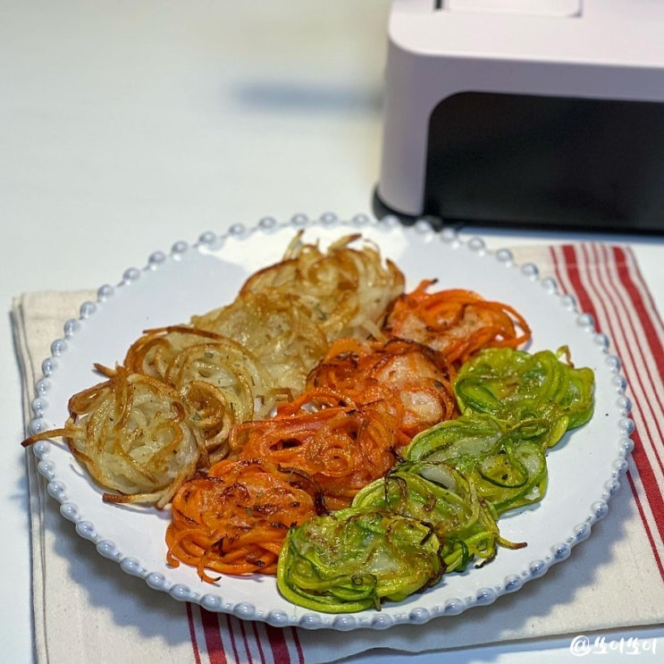 루치 스파이럴라이저로 편스토랑 차예련 삼색전 만들기 네이버 블로그