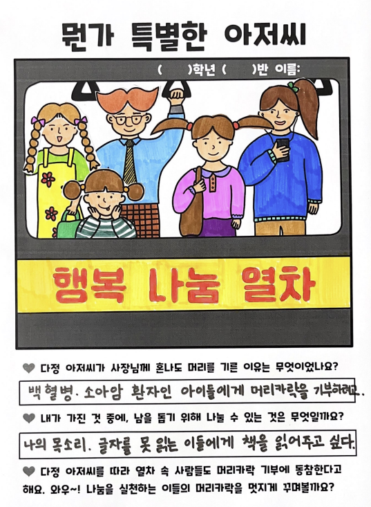 그림책 뭔가 특별한 아저씨 연계 독후 활동 나눔을 다짐한 이웃들의 머리 스타일 꾸며주기 도안 제공 네이버 블로그