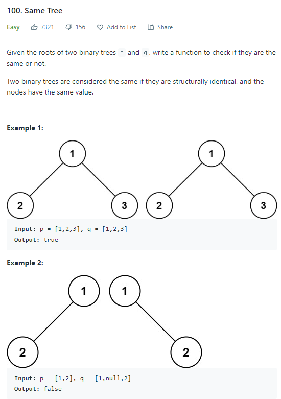 JAVA_Same Tree_LeetCode 100 : 네이버 블로그