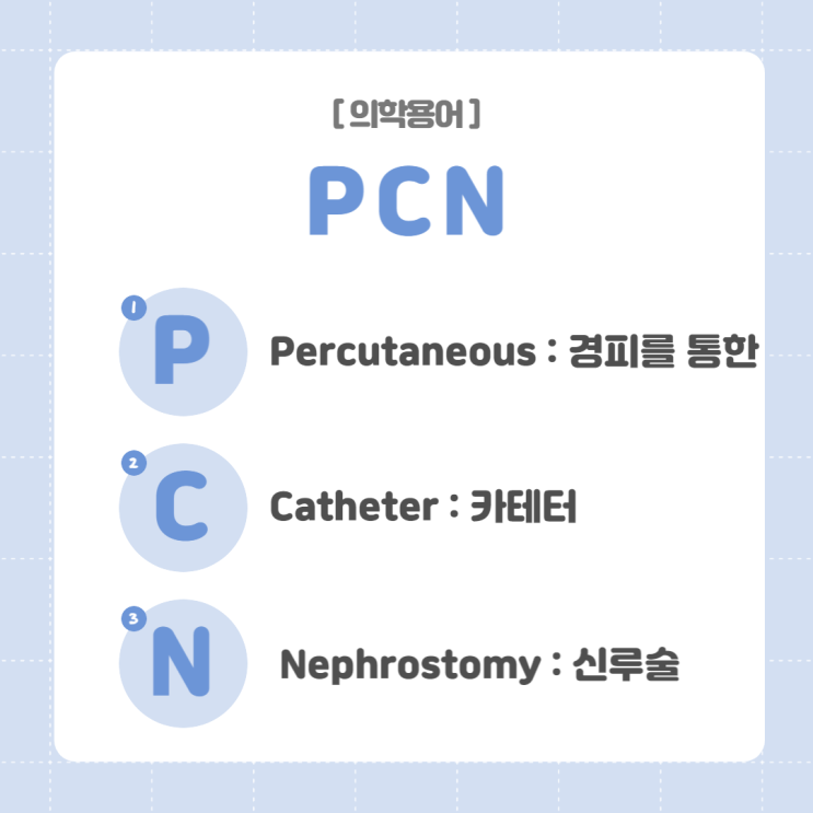 의학용어 PCN 경피적 신루 설치술 시술 후 관리가 중요! : 네이버 블로그