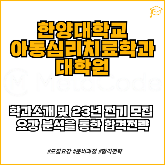 한양대 아동심리치료학과 대학원 학과소개 및 23년 전기 모집 요강 분석으로 합격전략 네이버 블로그