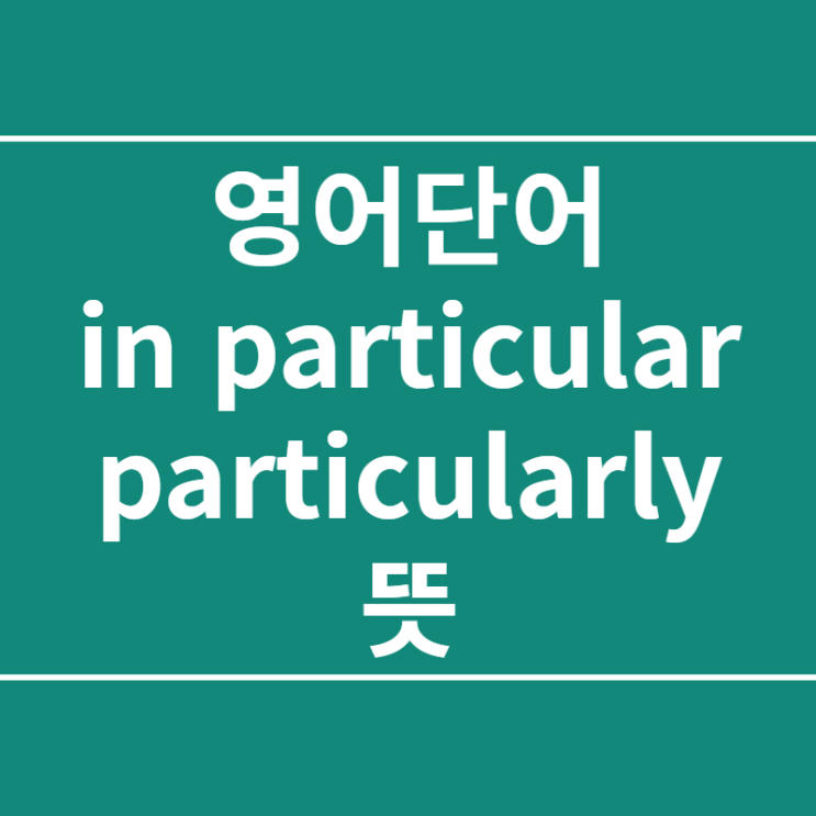 in particular, particularly 뜻 차이 : 네이버 블로그