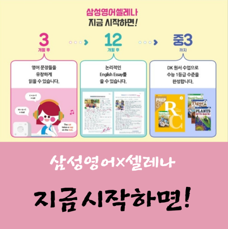 삼성영어×셀레나 지금시작하면 삼성영어×셀레나 지금 시작하면영어학원초등영어중등영어휘봉초배봉초휘경여중전동중영어