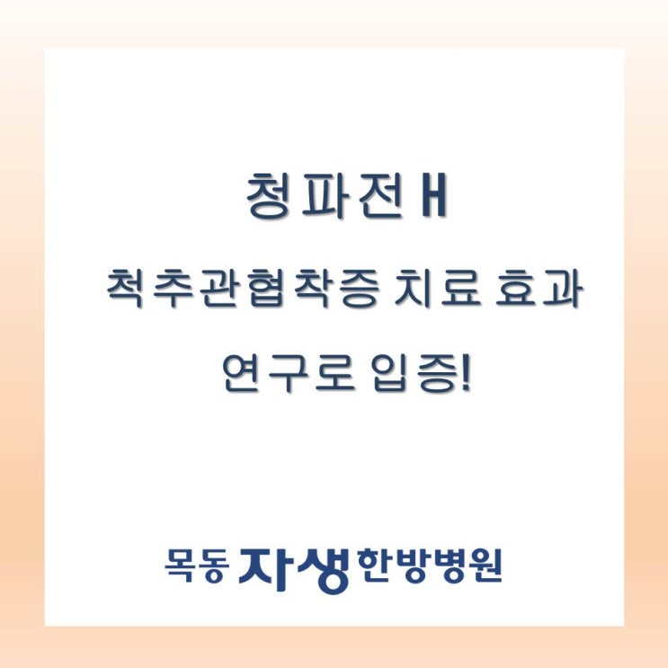 척추 보존치료 한약 청파전h 척추관협착증 증상 치료 효과 연구로 입증된 것을 여의도한방병원에서 알아봅시다 네이버 블로그
