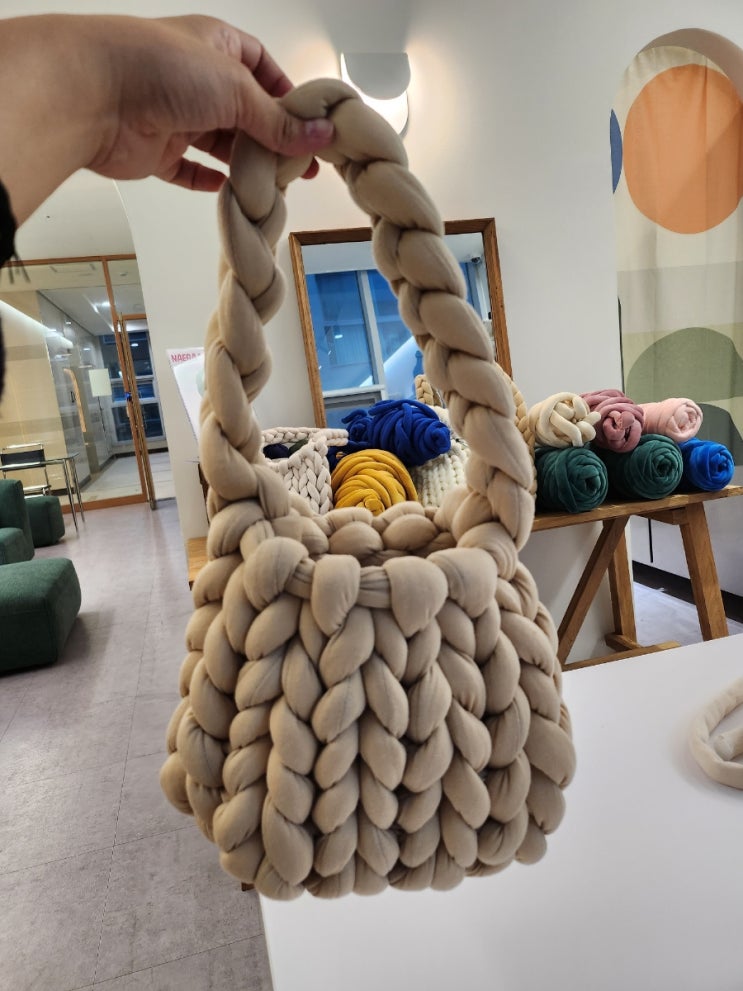 하남 미사 원데이클래스 Fallin Knit 요즘 유행 자이언트얀 가방 모찌백 니팅 공방 네이버 블로그