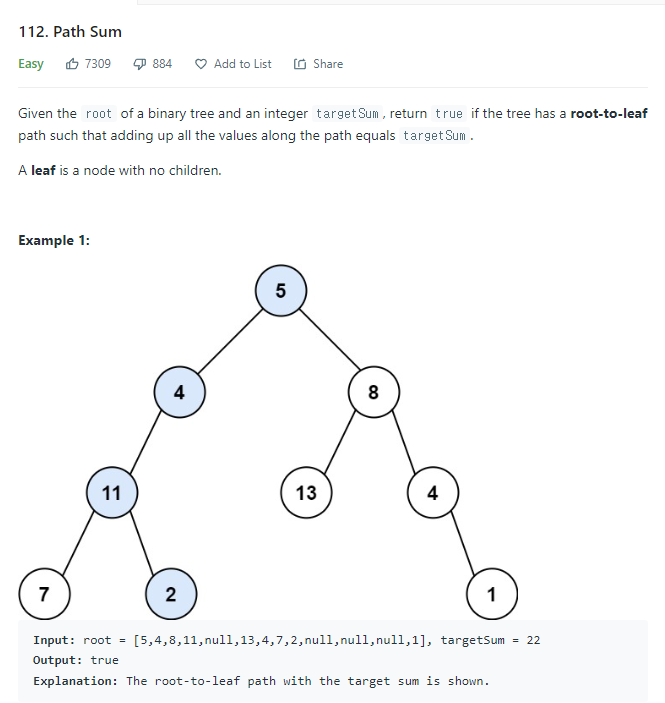 JAVA_Path Sum_LeetCode 112 : 네이버 블로그