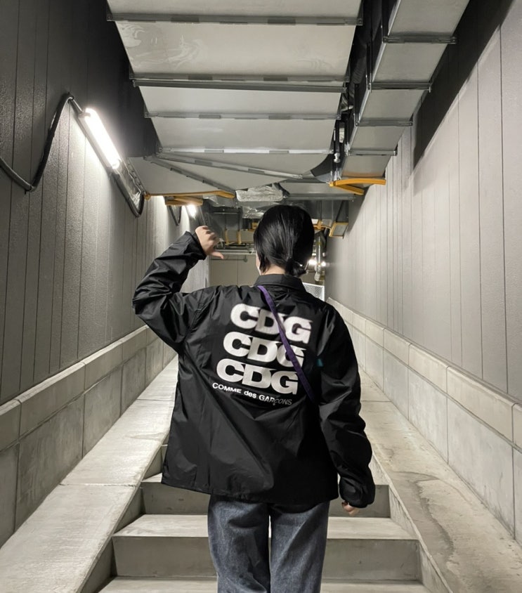 [꼼데가르송 ] CDG 로고 코치 자켓 블랙_하라주쿠쇼핑/착샷 : 네이버 블로그