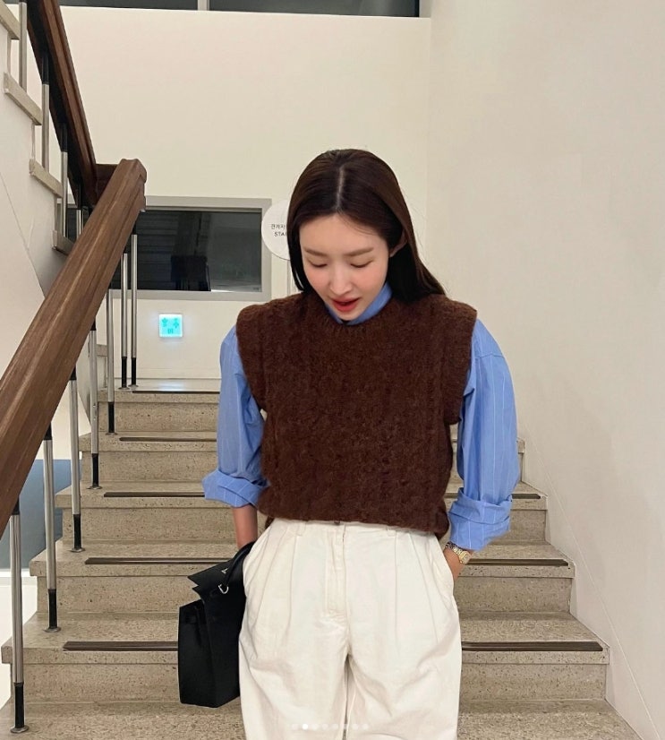 차정원 알파카 케이블 니트 조끼 코디는 프리베일 네이버 블로그