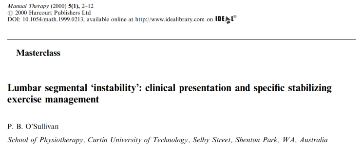 Lumbar segmental 'instability' [1] (O'Sullivan 2000) : 네이버 블로그