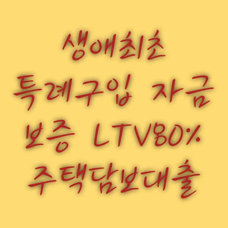 LTV 80% 생애 최초 특례 구입자금보증 주택 담보대출 한도 추가 자금 대출 보증 대상자 조건 은행 : 네이버 블로그