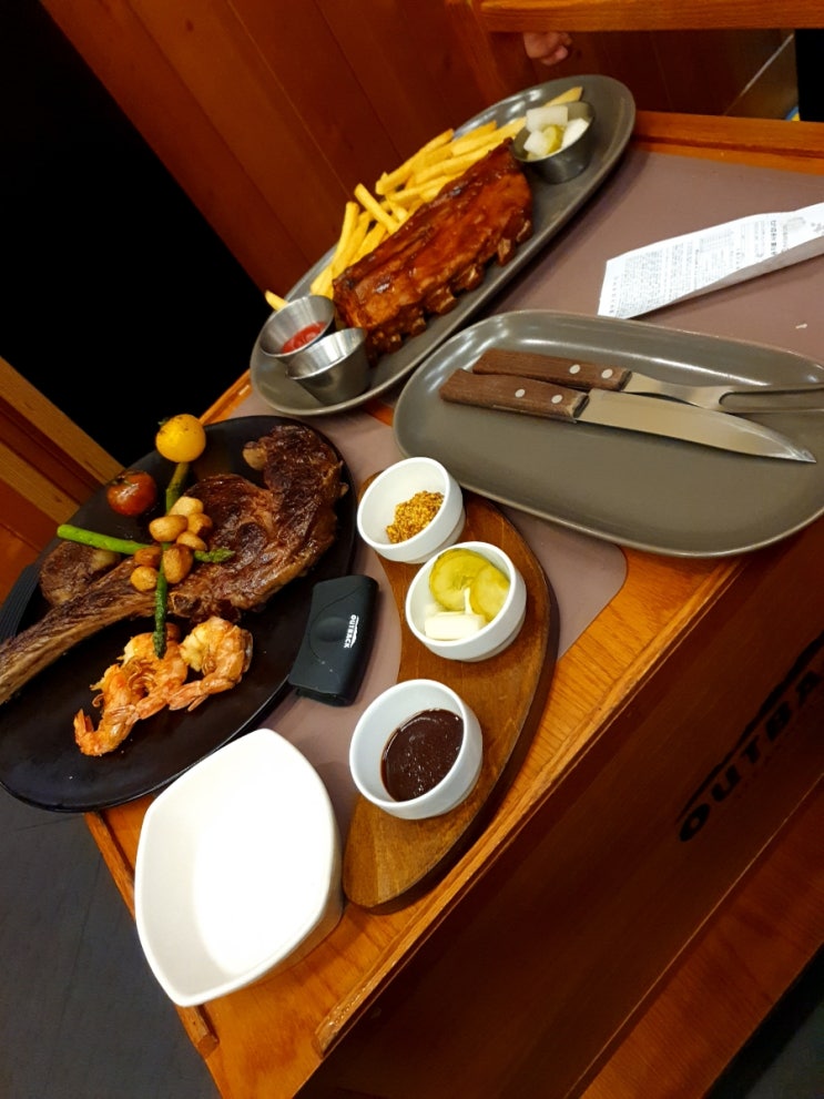 아웃백 토마호크 스테이크and베이비백립 부메랑 통신사 할인 메뉴 가격 서면 삼정타워 네이버 블로그