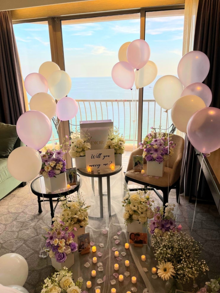 파라다이스 호텔 부산 오션테라스룸 프로포즈 꽃장식 : 네이버 블로그