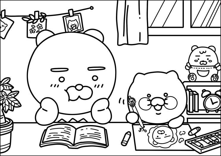 카카오프렌즈 라이언 춘식이 색칠공부 무료도안 올려드려요^^ : 네이버 블로그