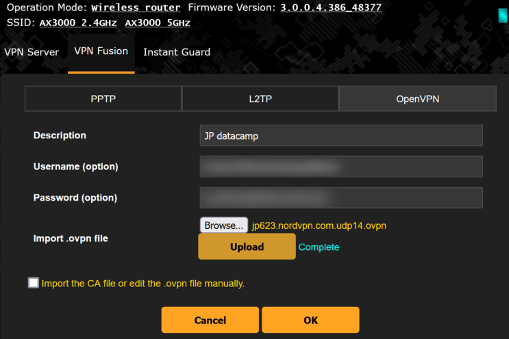 와이파이에 VPN 연결! ASUS 공유기 OpenVPN 속도 비교 (TUF Gaming AX3000, RT-AX68U, RT ...