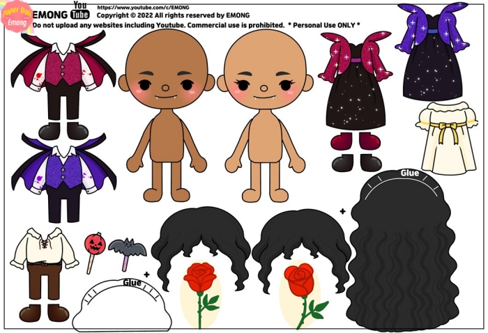 무료 종이인형 도안 | 토카 월드 st. 귀여운 뱀파이어와 몬스터 친구들 | 종이인형집 만들기 놀이 : 네이버 블로그