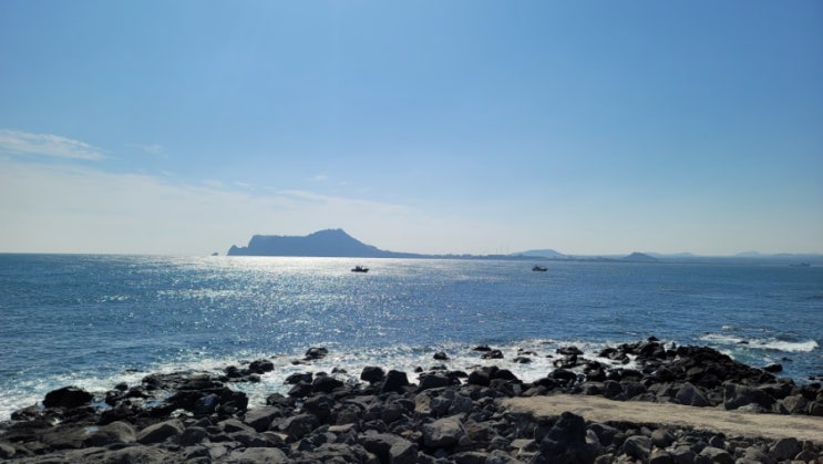 제주도우도 성산포항에서 우도로 우도에서 순환버스 타고 서빈백사산호사해변 톨칸이 카페 훈데르트윈즈 4박5일제