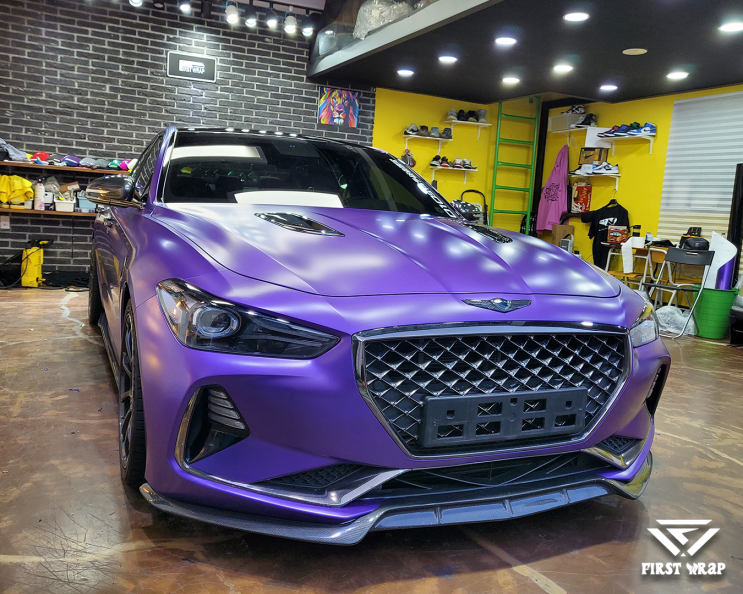 목감랩핑, 제네시스 G70 에이버리 슈프림 사틴 퍼플 메탈릭 전체 시공 : 네이버 블로그