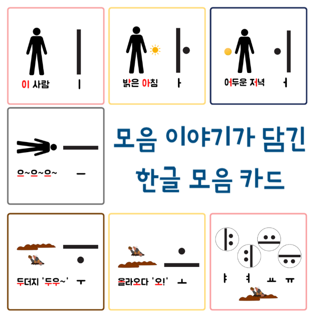 한글 자음 모음 이야기로 익히기 ㅡ 모음이야기, 한글 모음 카드 : 네이버 블로그