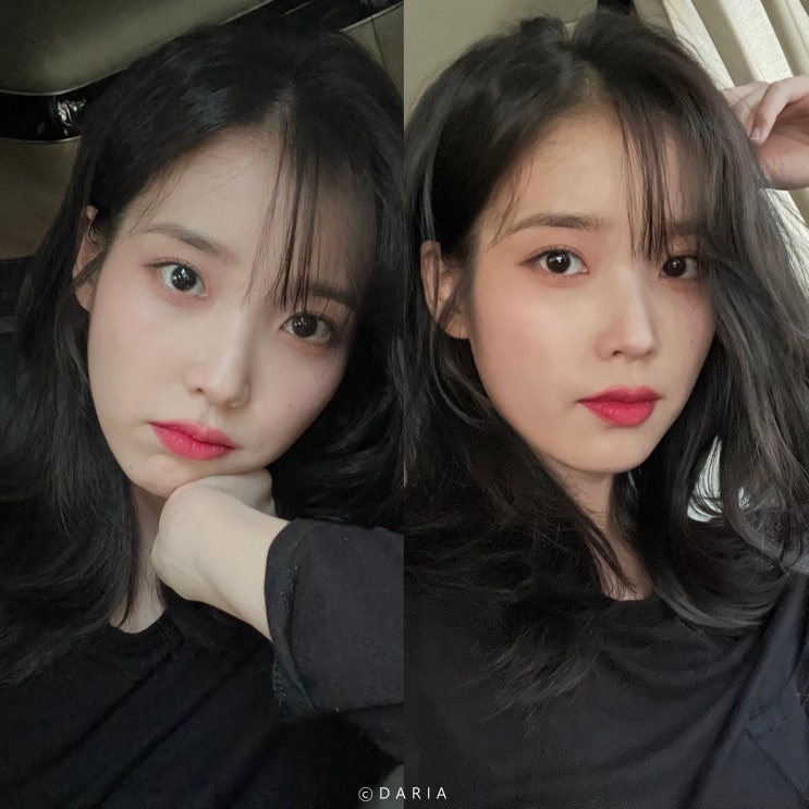 아이유 중단발 허쉬컷 레이어드컷 차이 헤어스타일 : 네이버 블로그