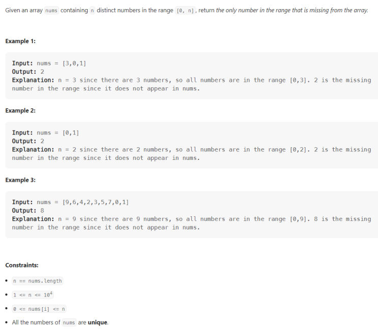 JAVA_Missing Number_LeetCode 268 : 네이버 블로그