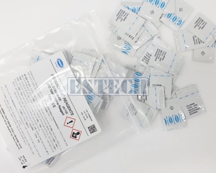 HACH 2105669-KR 총 잔류염소 시약 분석 DPD Total Chlorine Reagent 결합 잔류 염소 농도 측정 ...