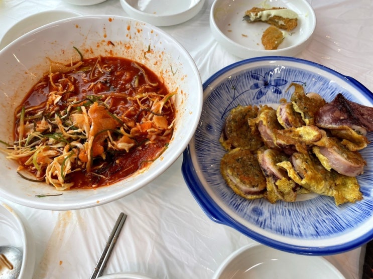 강릉 맛집 강릉에서의 마지막 식사는 강릉해파랑 물회와 오징어순대지 강문해변을 보며 즐기자물회 오징어순대 육회비빔밥