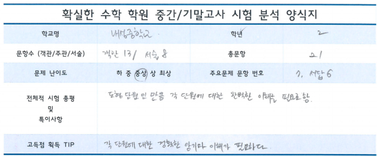 동래구 초중고 수학전문학원 2022년 2학기 내성중2학년 중간고사 시험지 분석 내성중2 중간고사기말고사 네이버 블로그
