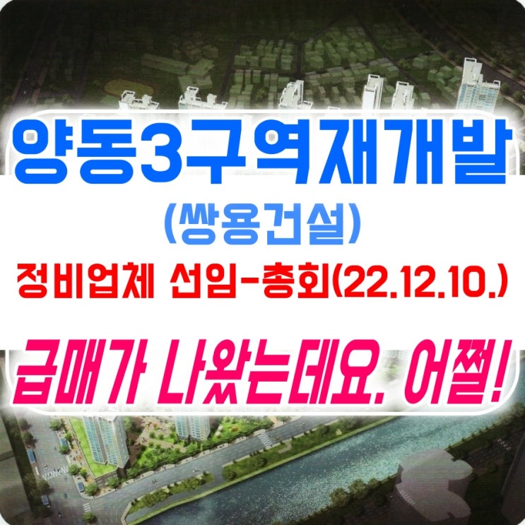 양동3구역재개발쌍용건설 정비업체 선임 총회221210 관리처분인가후 급매물 살까 말까 네이버 블로그