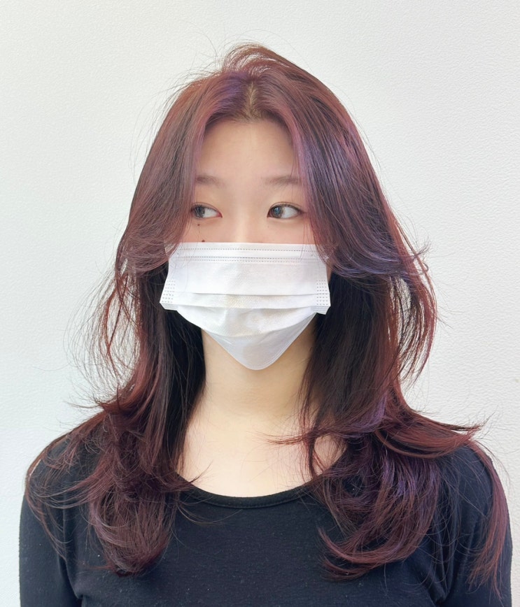 수성구미용실 레드와인염색과 미디움 레이어드컷의 조화 네이버 블로그
