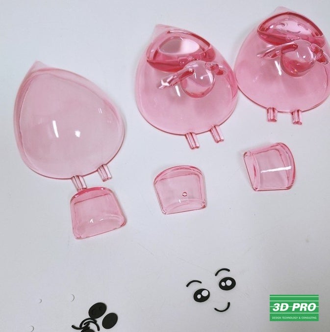 3d프린터로 투명 염색 피규어 출력물 제작피규어 핑크 염색 후 출력대학생 졸업작품sla 레이저 방식abs Like 레진