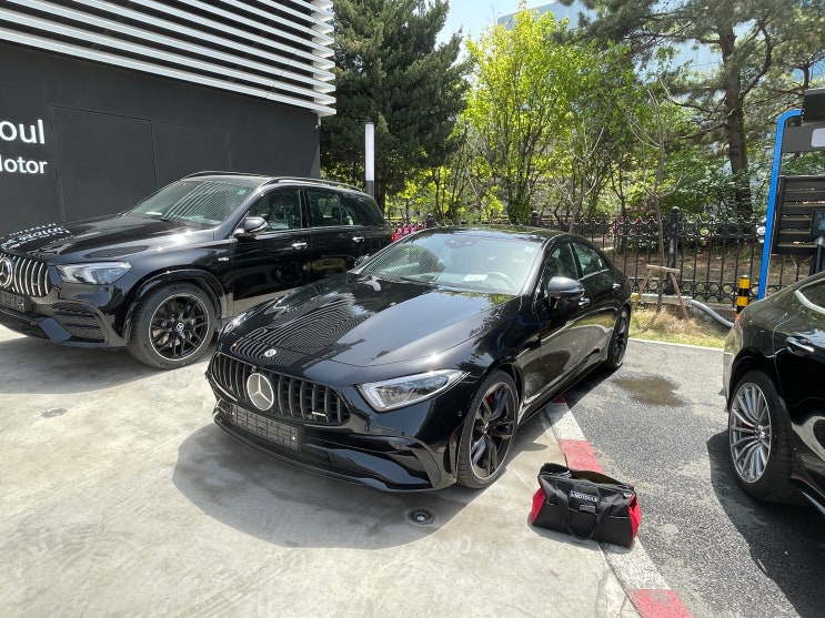 벤츠 Cls53amg 출장 신차 검수 후기 제이튠 마포 신차패키지썬팅 블랙박스 보조배터리 Ppf 유리막 코팅