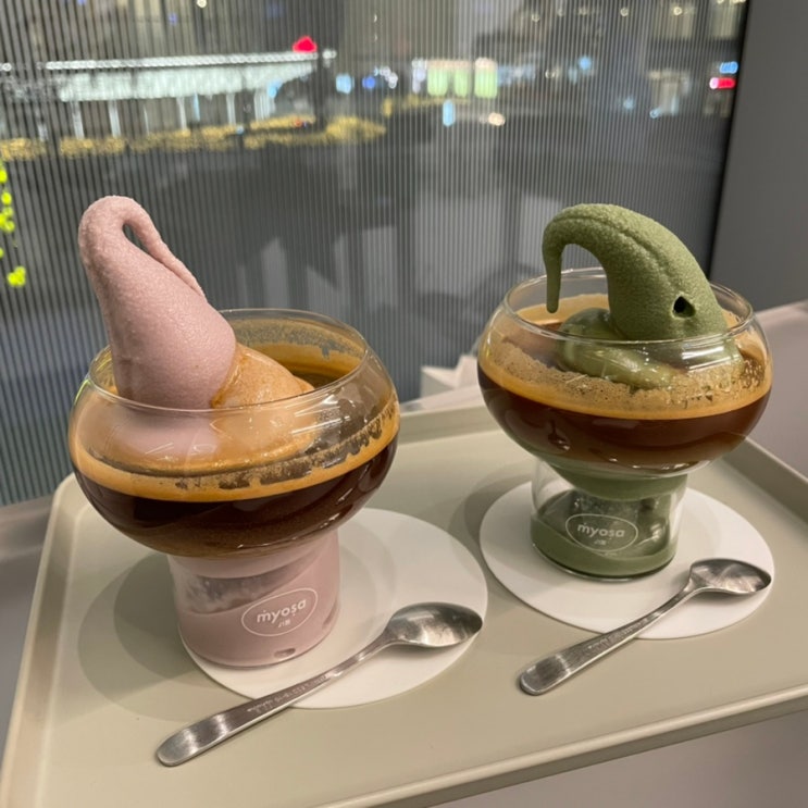 잠실 롯데타워몰 디저트 카페 묘사서울 롯데월드몰점 자색고구마 인절미와 쑥 아포가토 네이버 블로그