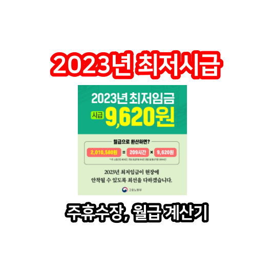 2023년 최저시급 주휴수당 월급 계산기 네이버 블로그